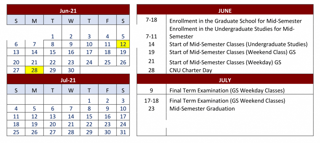 School Calendar | Cebu Normal University