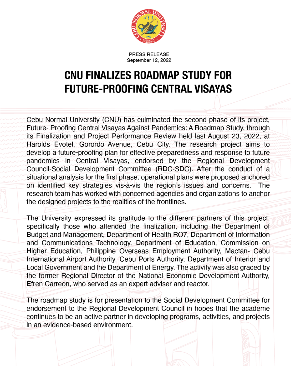 CNU FINALIZES ROADMAP STUDY FOR FUTURE-PROOFING CENTRAL VISAYAS – Cebu ...