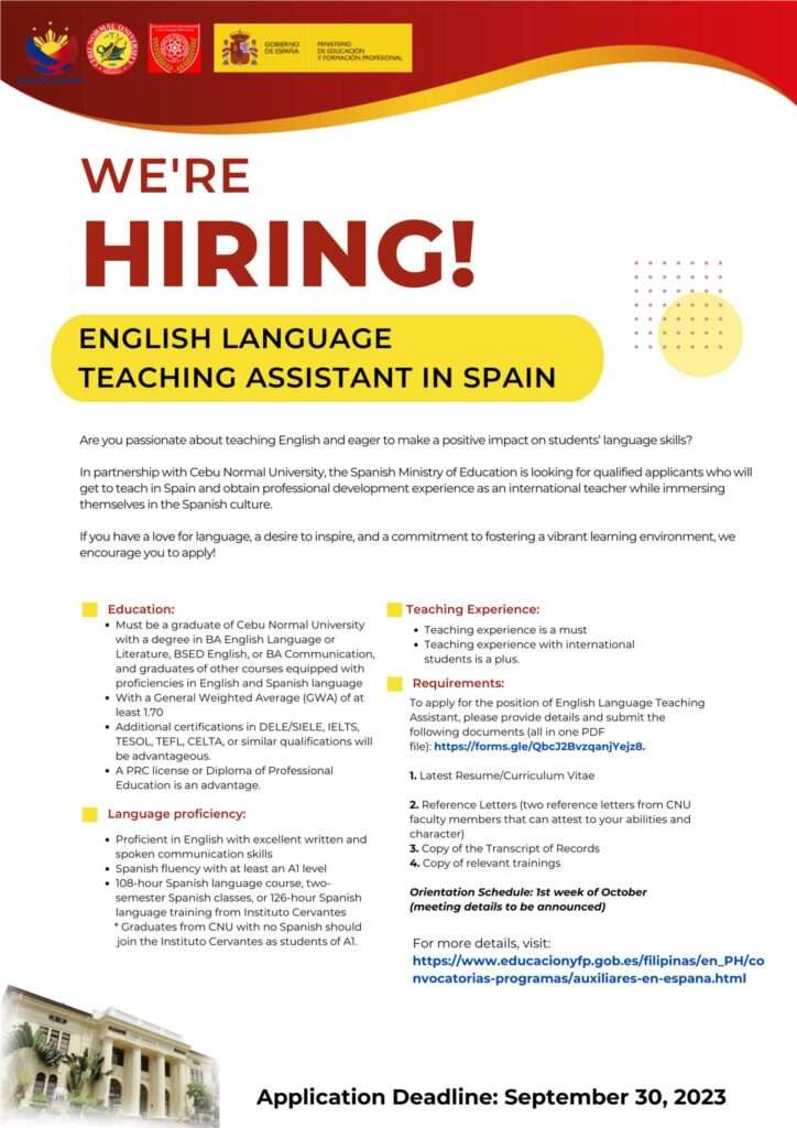 ENGLISH LANGUAGE TEACHING ASSISTANT IN SPAIN | Cebu Normal University